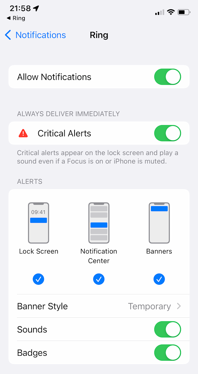 Critical Alerts for Ring Alarm in Do Not Disturb mode